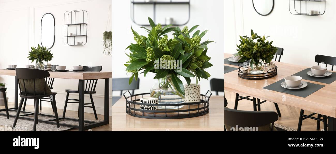 Interior design idea. Stylish dining room, collage of photos Stock ...