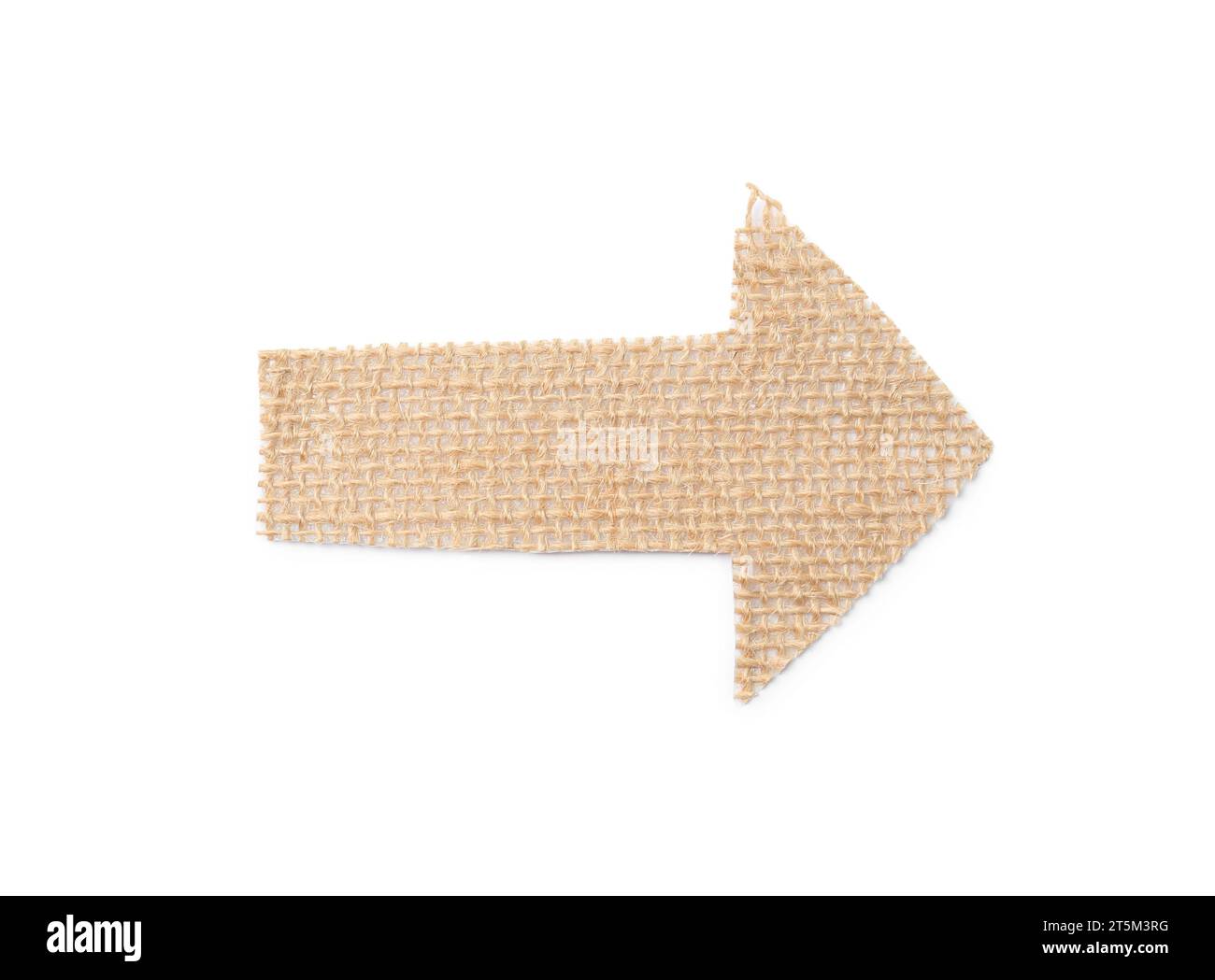 Arrow made of burlap fabric isolated on white, top view Stock Photo - Alamy