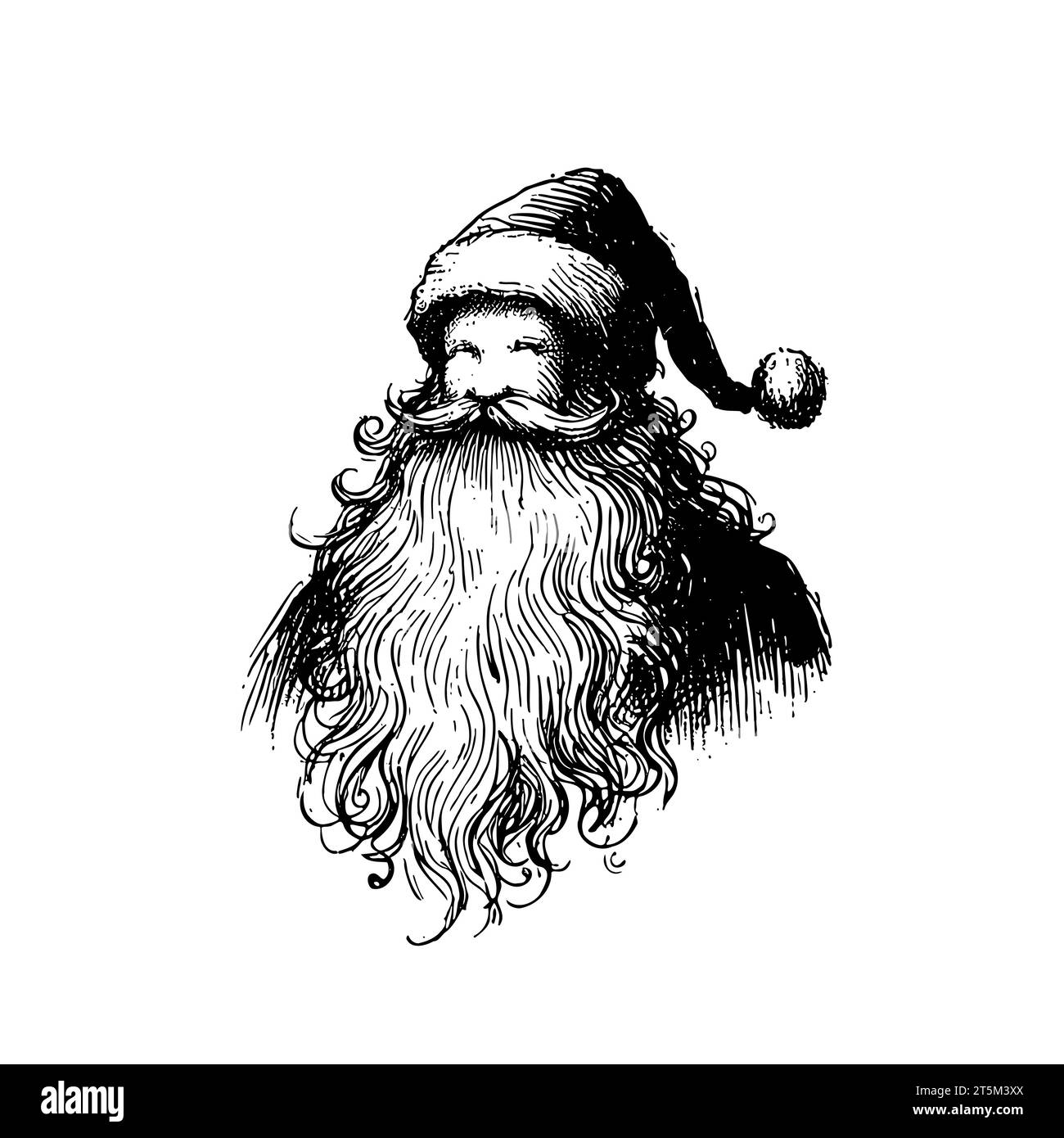 sketch Santa Claus portrait. Engraving style artwork. Christmas hand ...