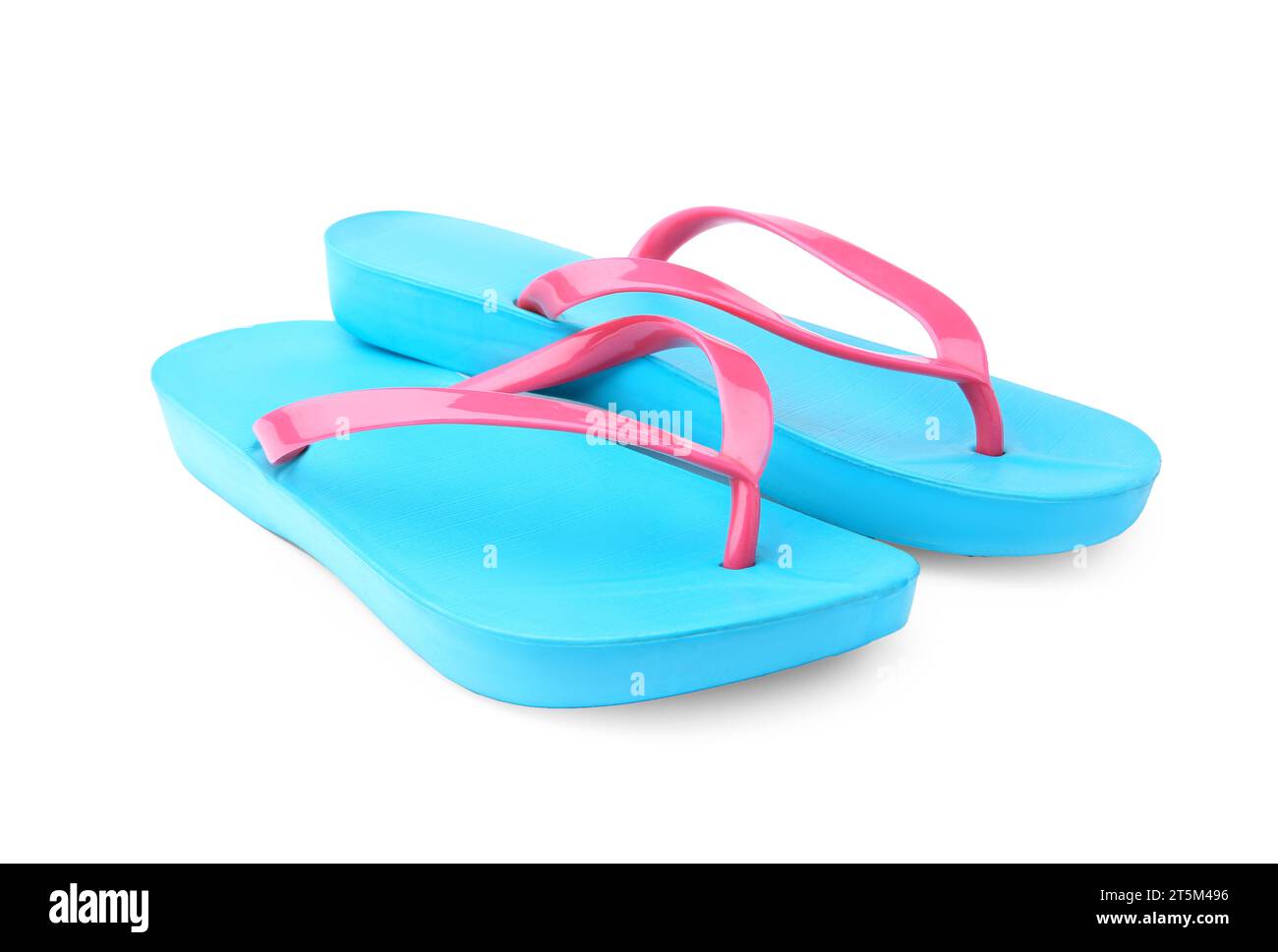 Stylish light blue flip flops isolated on white Stock Photo - Alamy