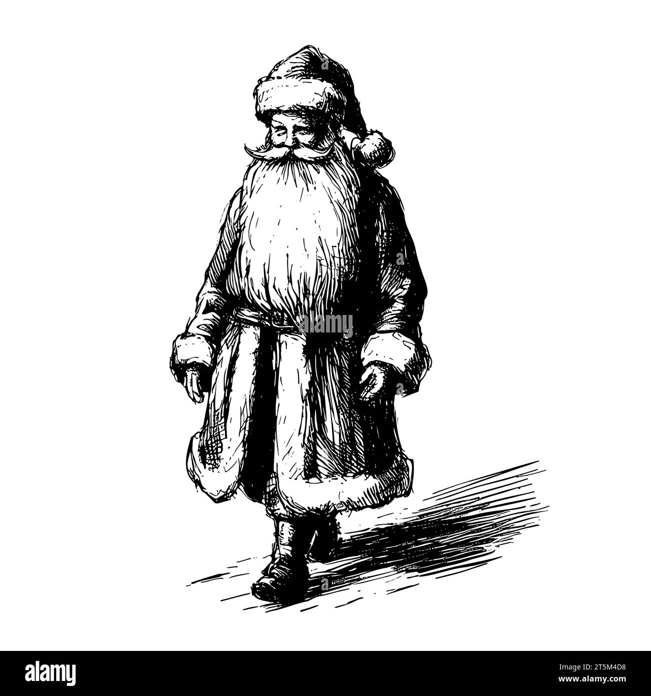 sketch Portrait Santa Claus. Black and white hand drawn vector ...