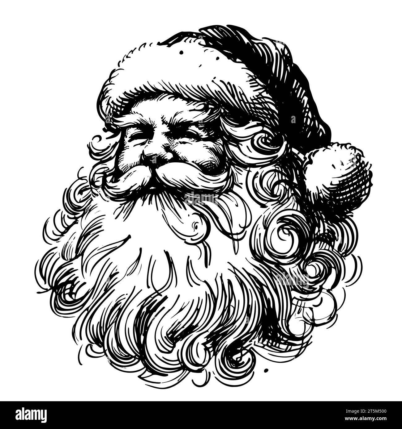 sketch Santa Claus portrait. Engraving style artwork. Christmas hand ...