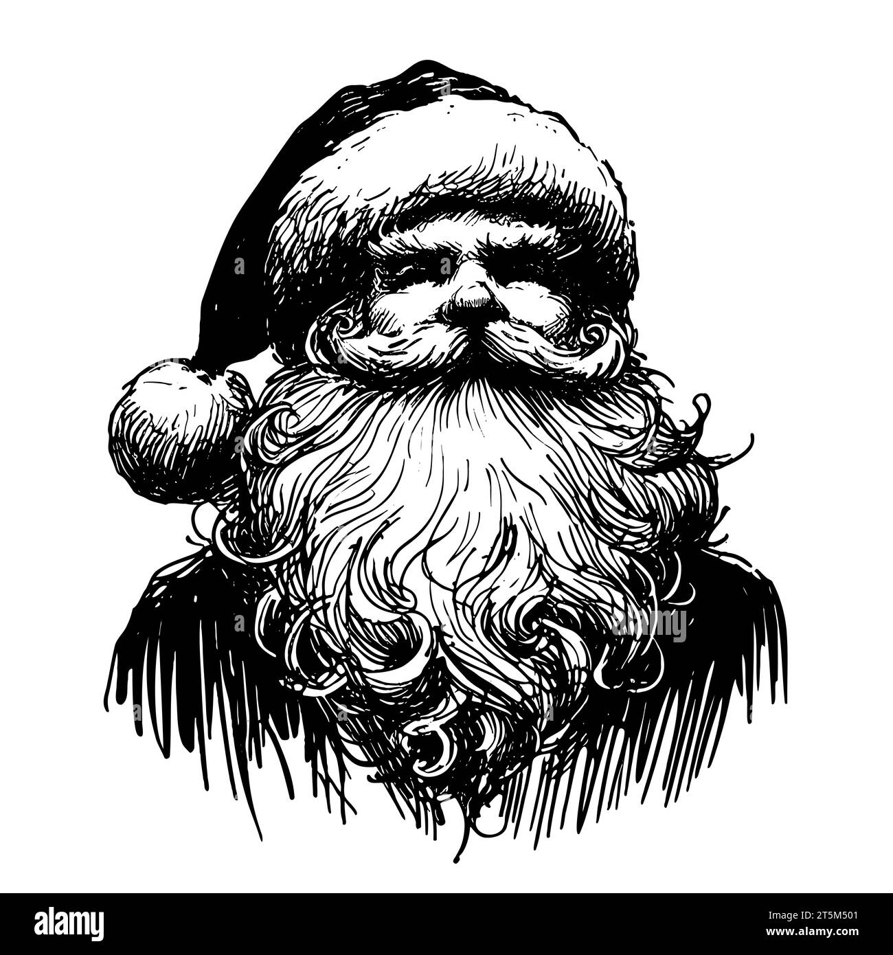 sketch Santa Claus portrait. Engraving style artwork. Christmas hand ...