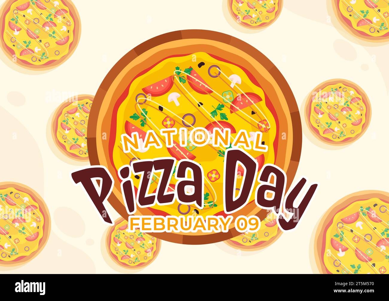 National Pizza Day Vector Illustration on February 9 with Various ...