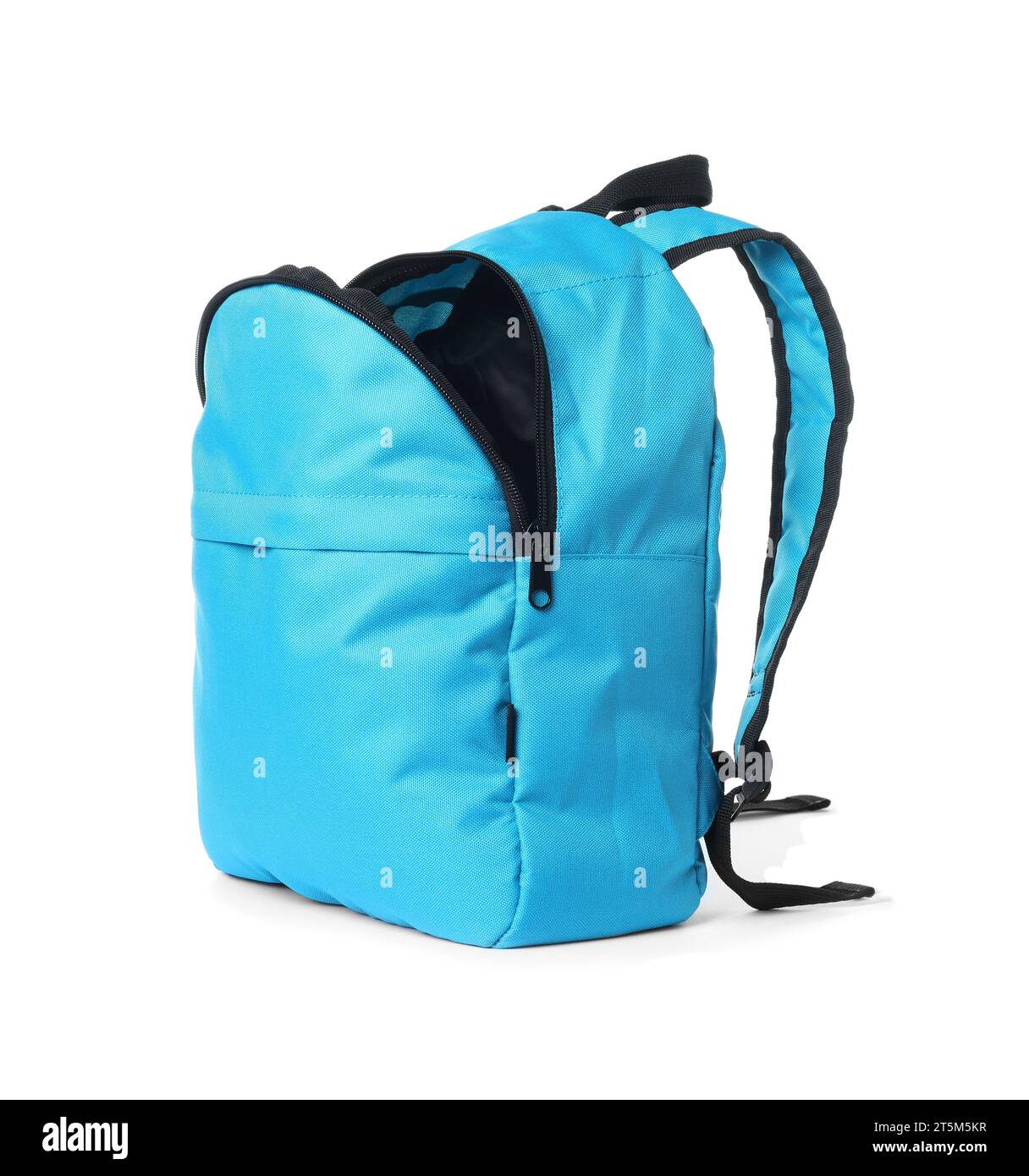 Stylish light blue backpack isolated on white Stock Photo - Alamy