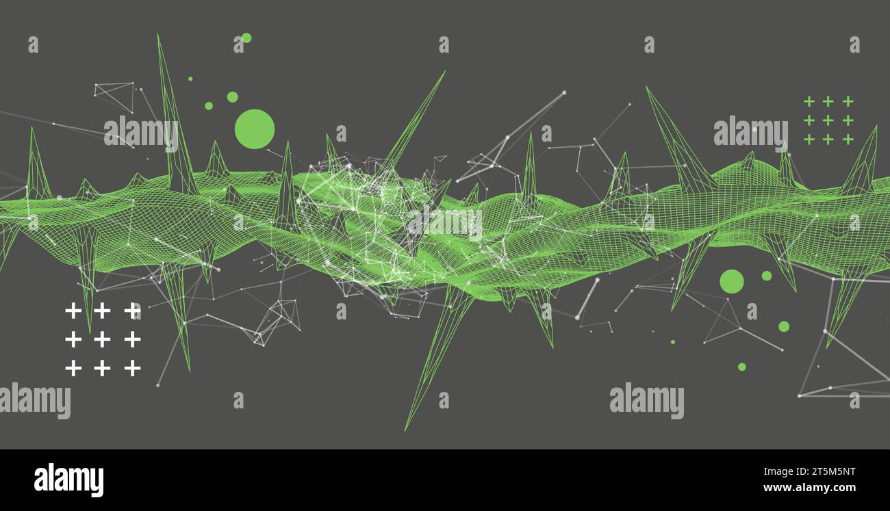 Wireframe science background with plexus effect. Futuristic handmade vector illustration Stock ...