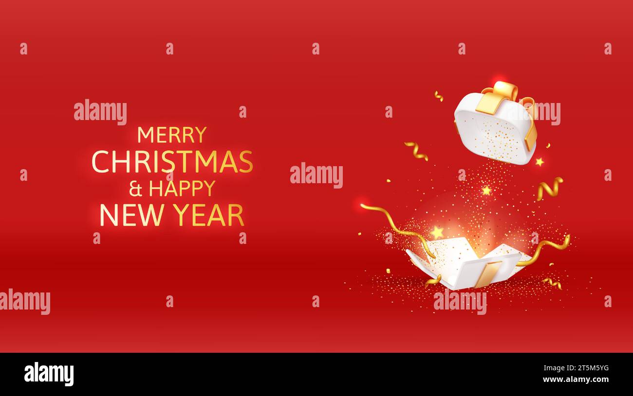 3D Gift Box With Falling Confetti Stock Vector Image & Art - Alamy