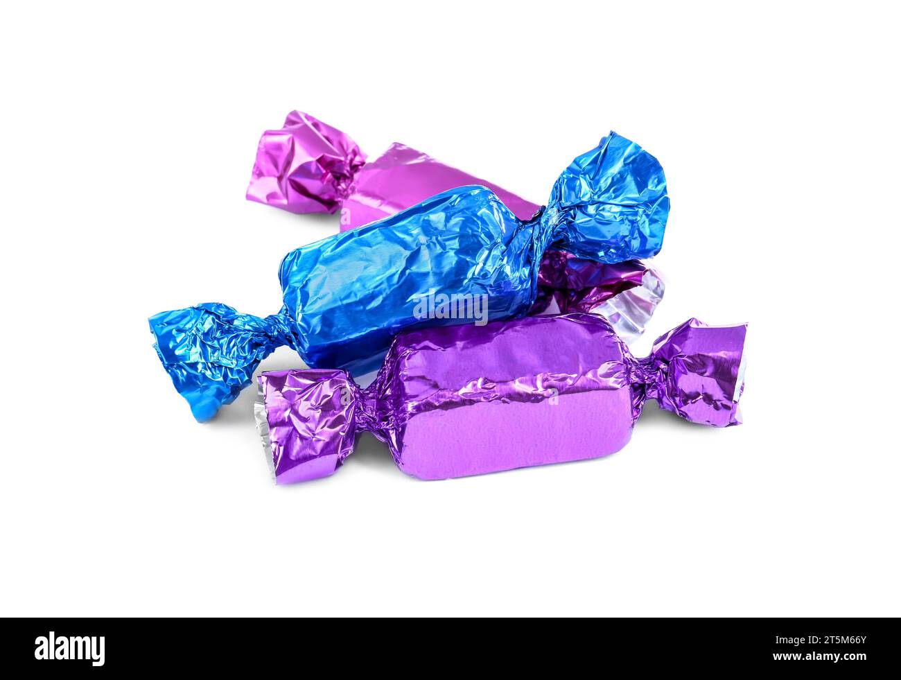 Tasty candies in colorful wrappers isolated on white Stock Photo - Alamy