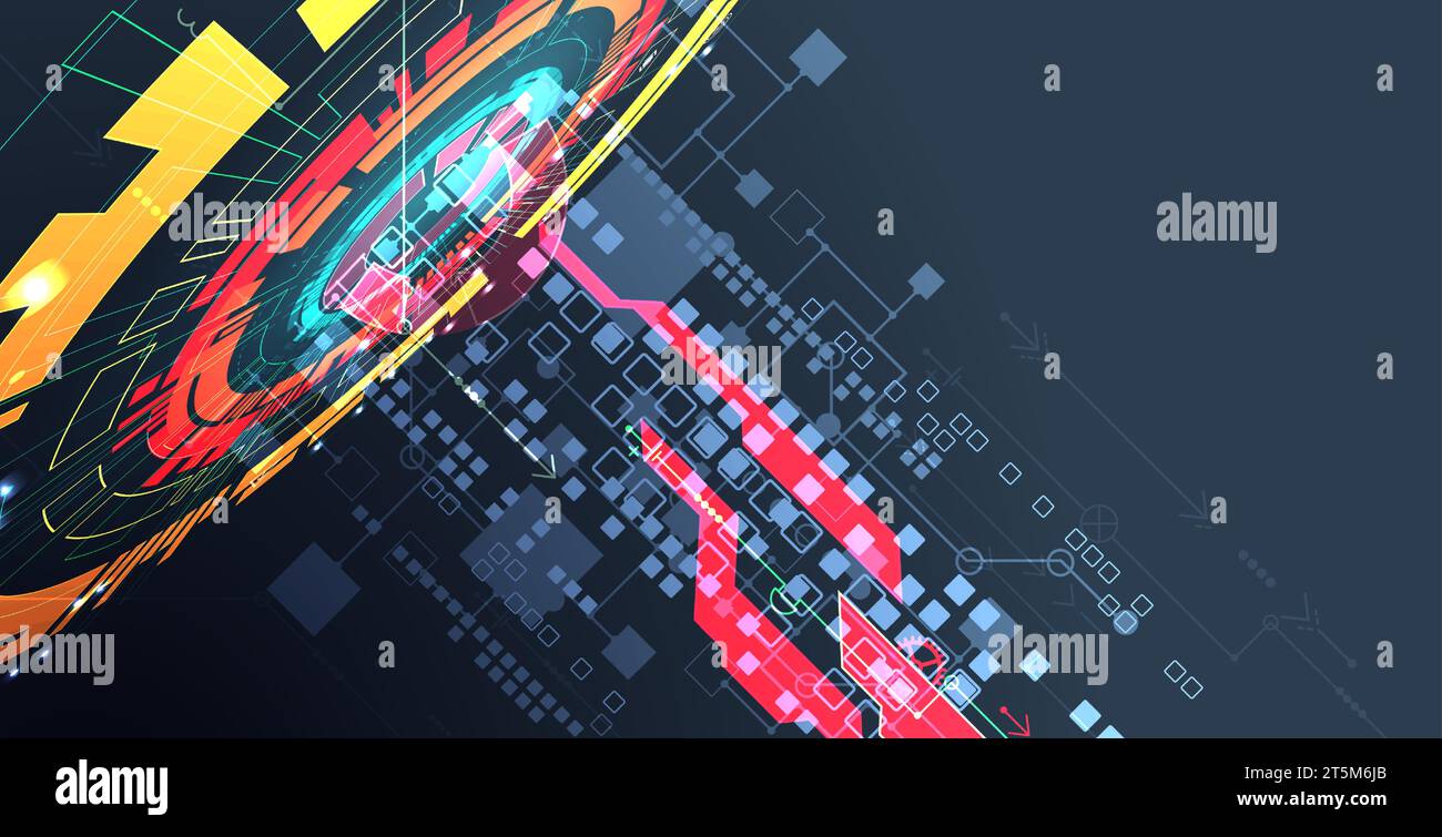 Handmade abstract technology concept. Circuit board, high computer ...