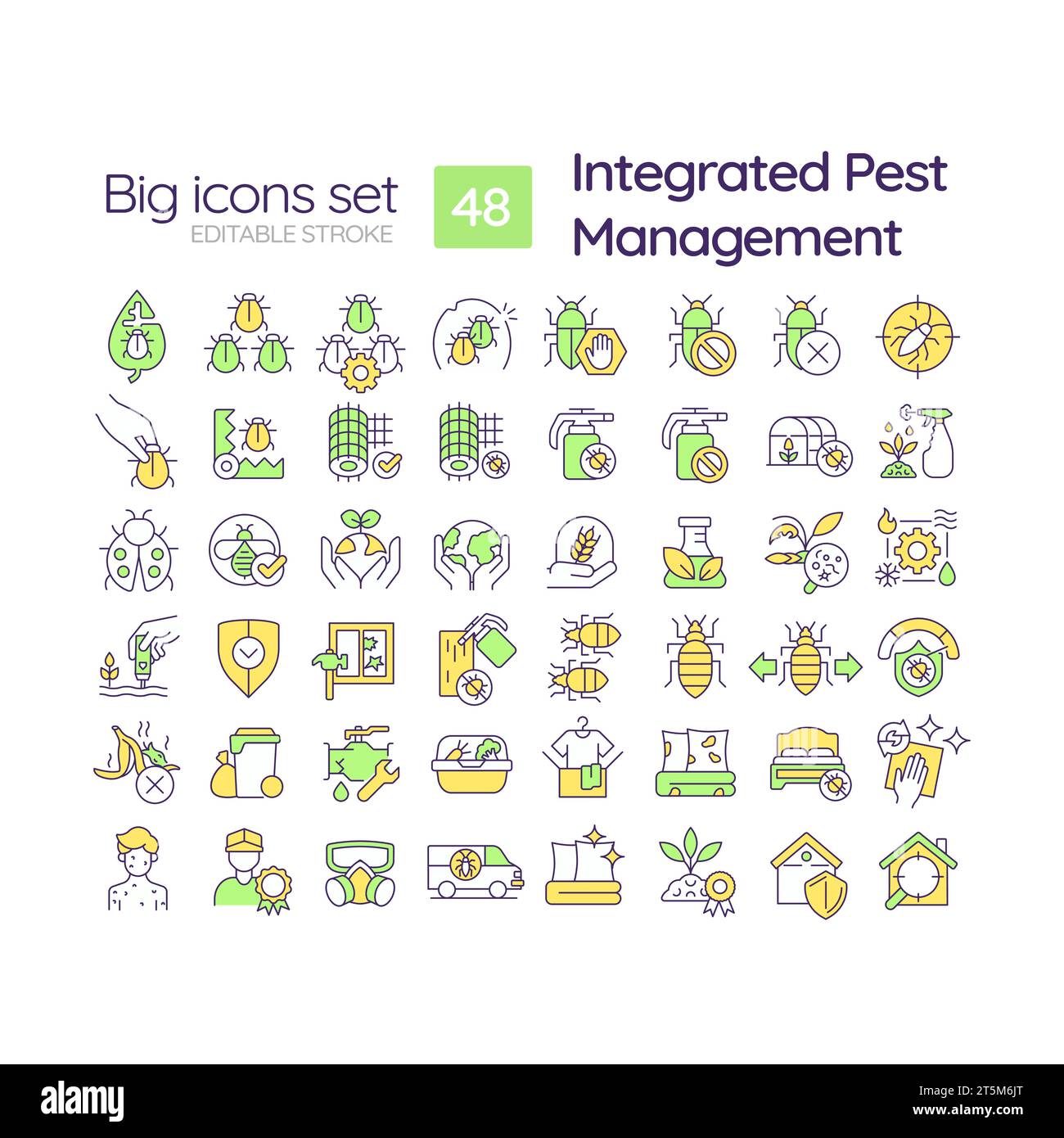 Editable big icons set for integrated pest management Stock Vector ...
