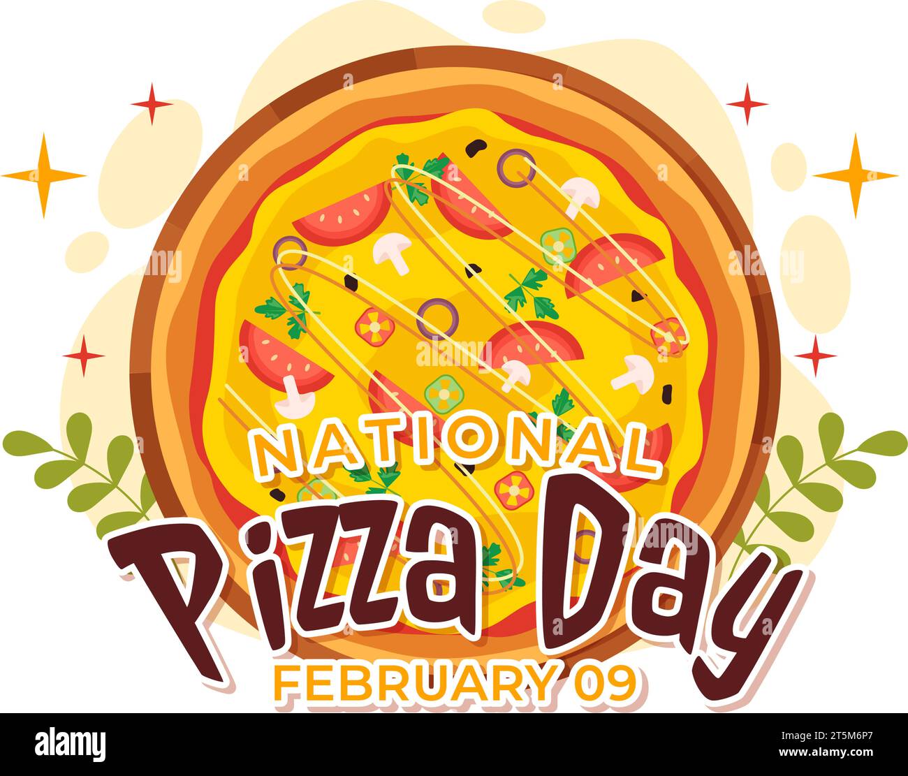 National Pizza Day Vector Illustration on February 9 with Various ...