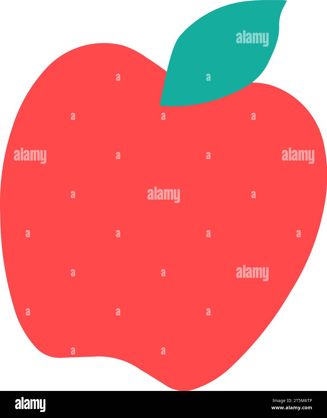 Ripe red apple tree fruit with green leaves. Simple children drawing to ...