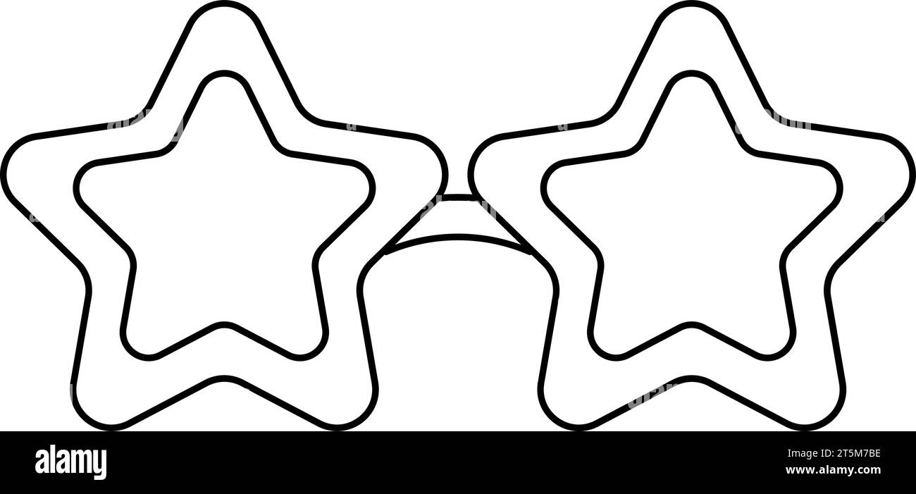 Thin contour line of Disco star shaped glasses. Eye protection ...