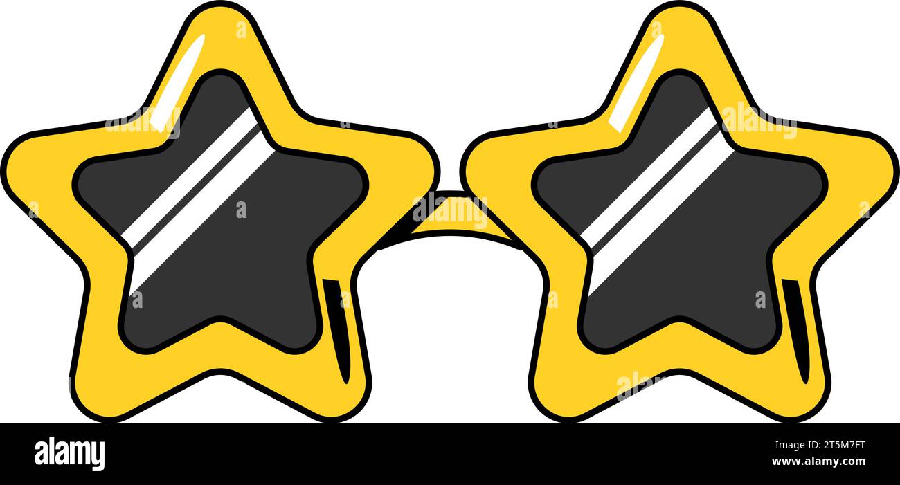 Colored stroked yellow disco star glasses. Eye protection modern ...