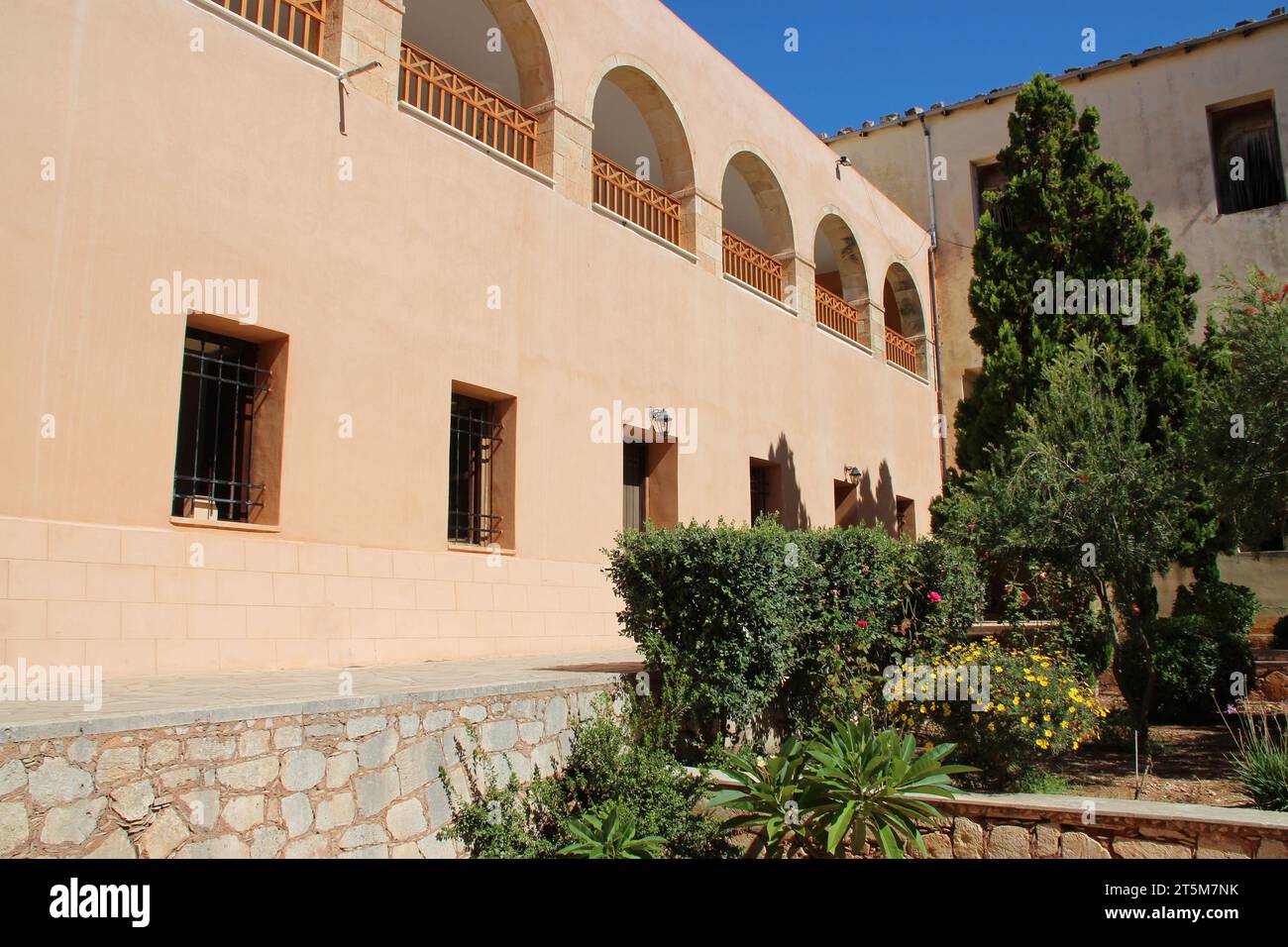 commons in an orthodox monastery (agia triada) in crete in greece Stock ...