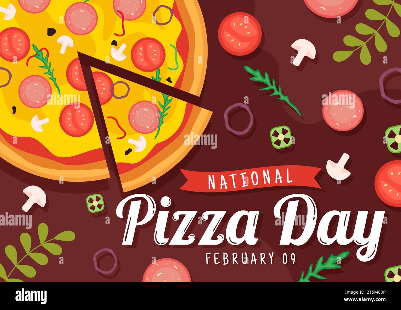 National Pizza Day Vector Illustration on February 9 with Various ...