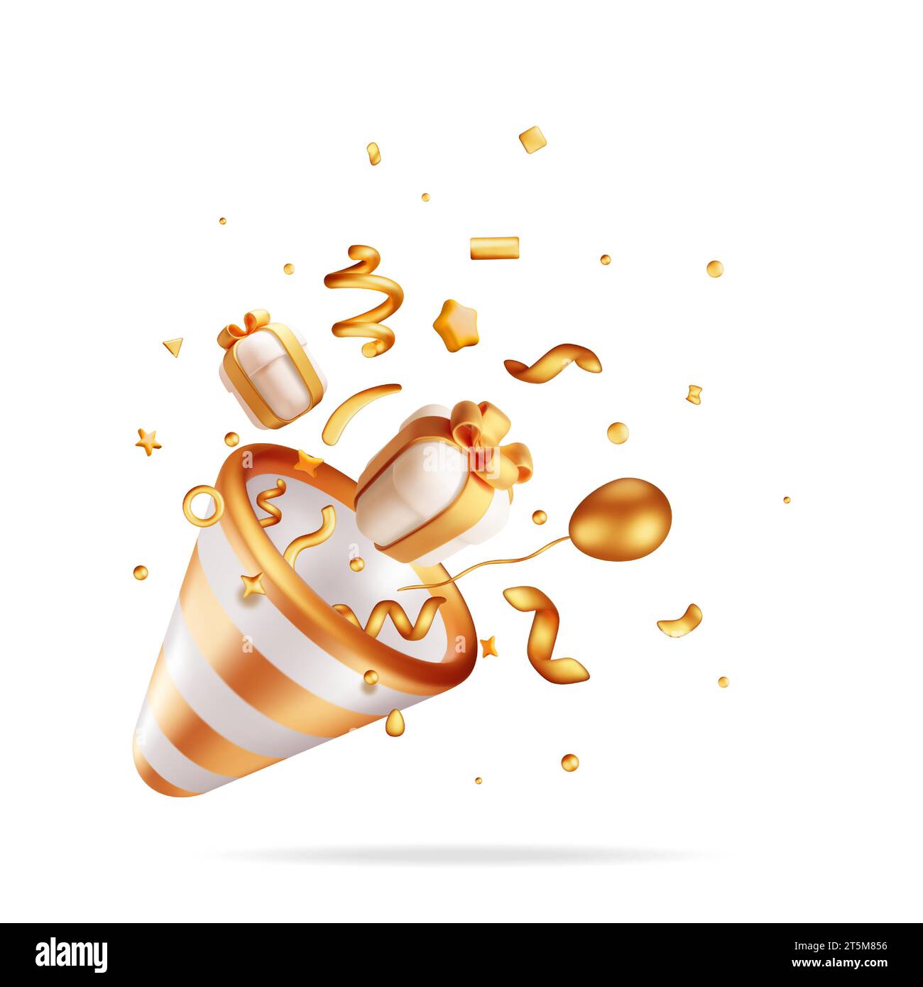 Gold streamer golden confetti Cut Out Stock Images & Pictures - Alamy