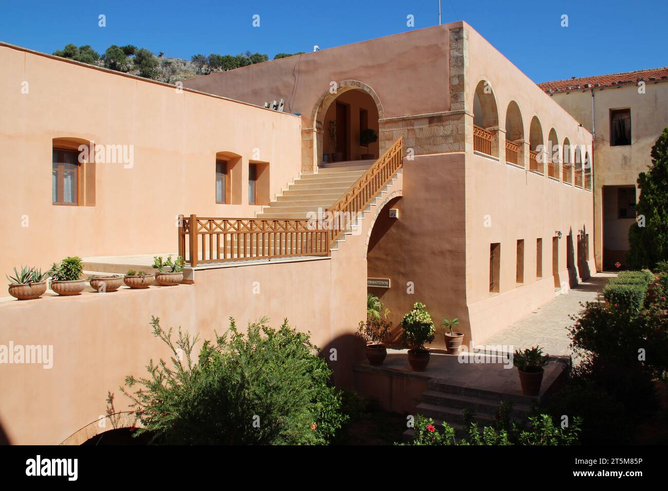 commons in an orthodox monastery (agia triada) in crete in greece Stock ...