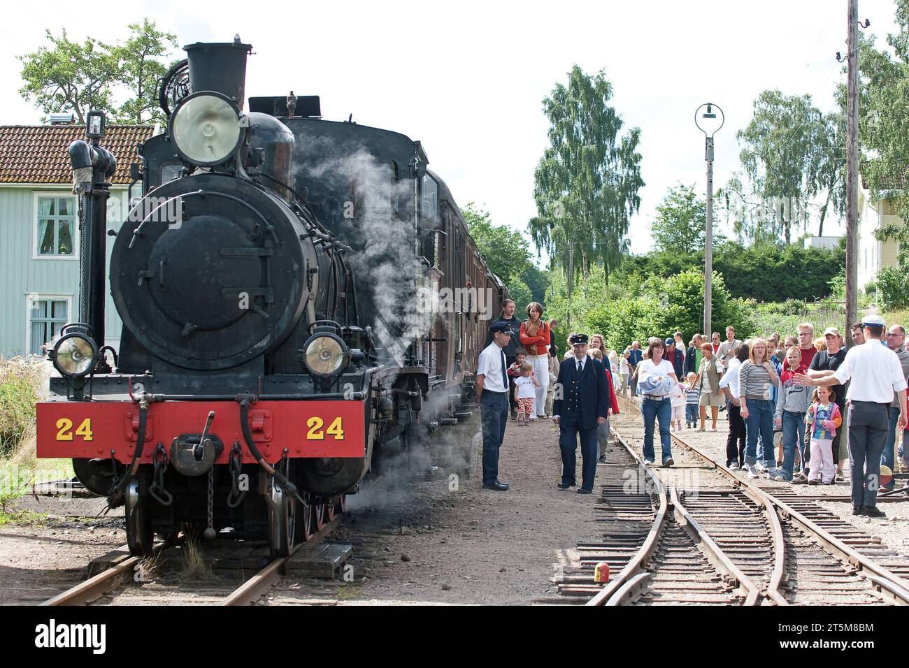 Old steam locomotive on narrow gauge museum railway (Anten-grafsnas) in ...