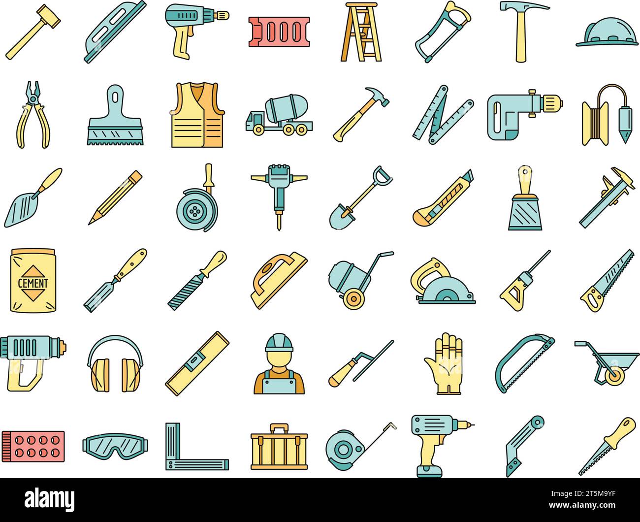 Masonry worker construction icon set. Outline set of masonry worker ...