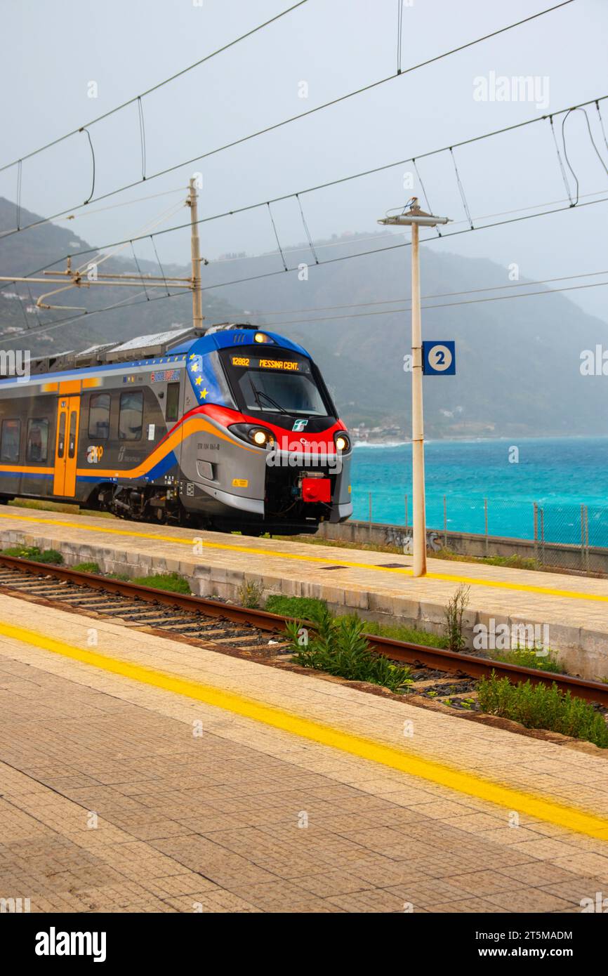 Gioiosa Marea, Sicily, Italy - 25 September 2023. A Trenitalia train ...