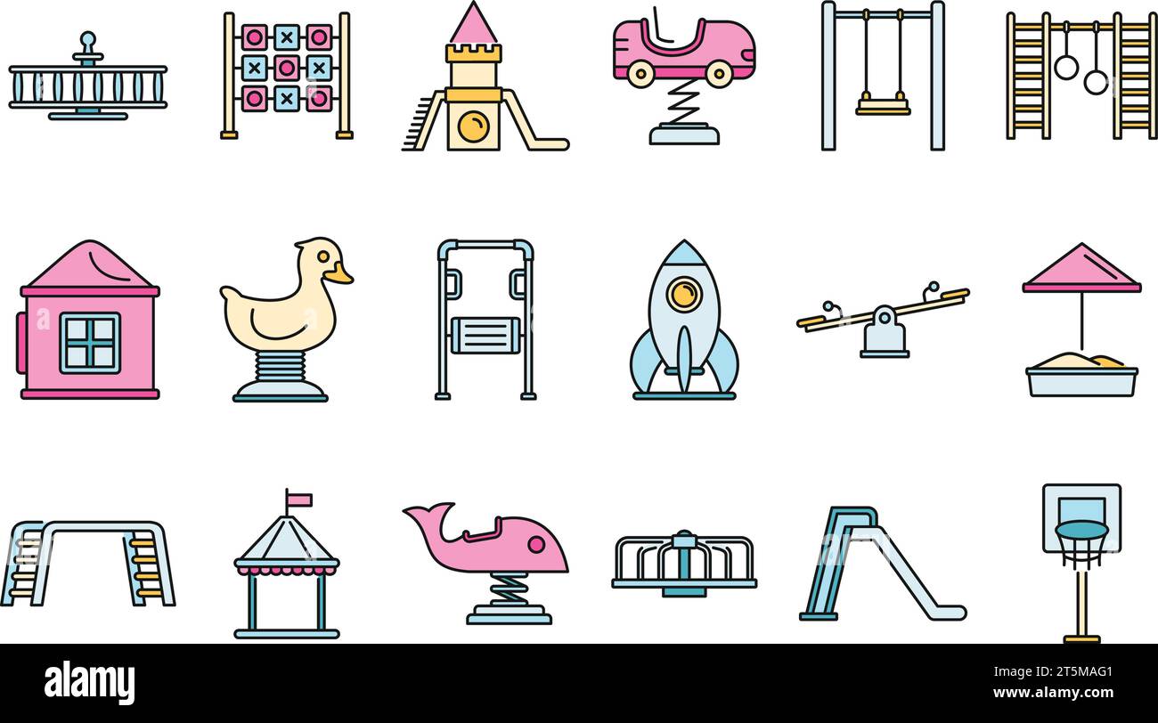 Park kid playground icon set. Outline set of park kid playground vector ... Park kid playground icon set. Outline set of park kid playground vector ...