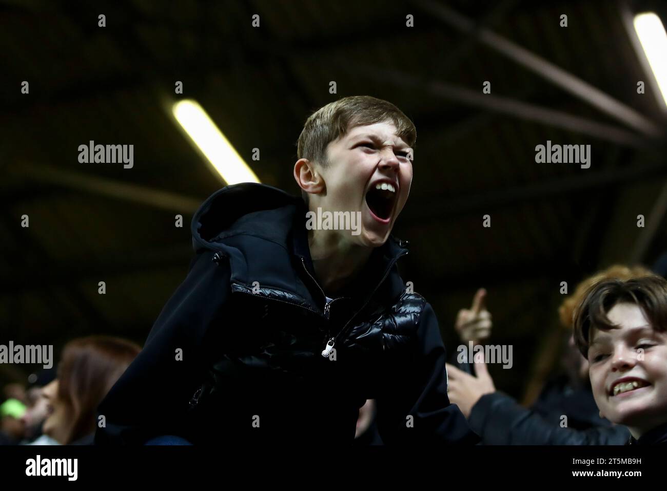 London on Sunday 5th November 2023. A young fan of Cray Valley Paper ...