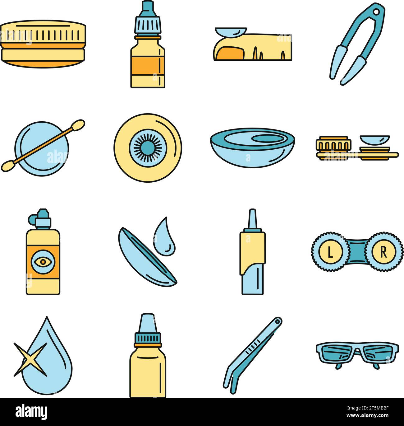 Optical contact lens icon set. Outline set of optical contact lens ...