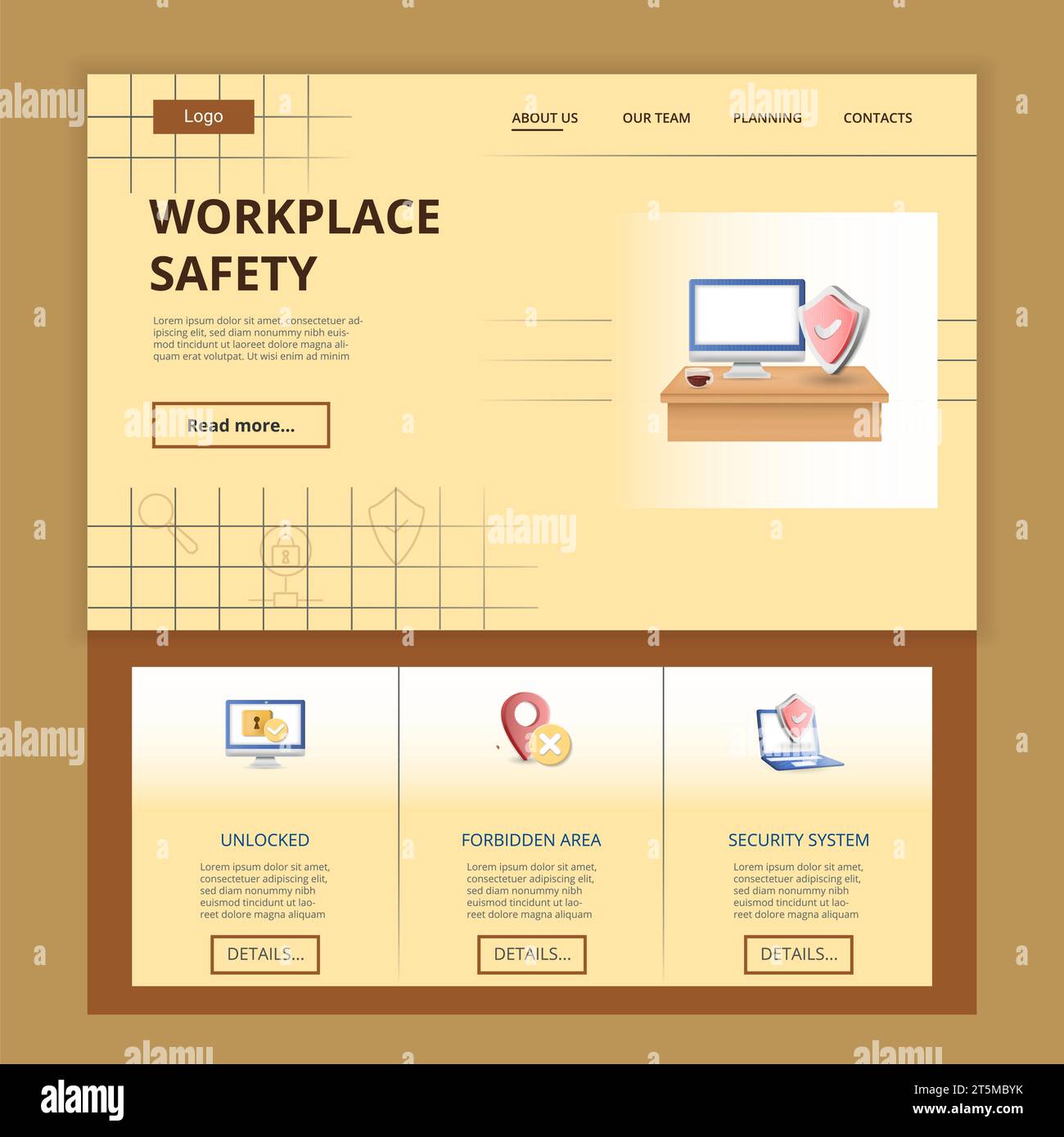 Workplace safety flat landing page website template. Unlocked ...
