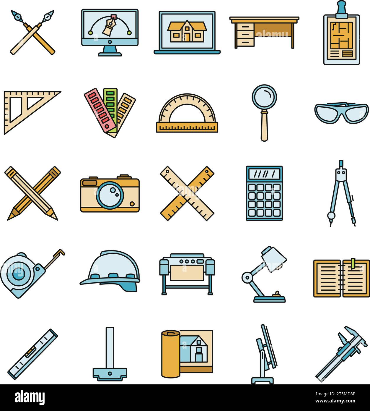 Architect material tool icons set. Outline set of architect material ... Architect material tool icons set. Outline set of architect material ...