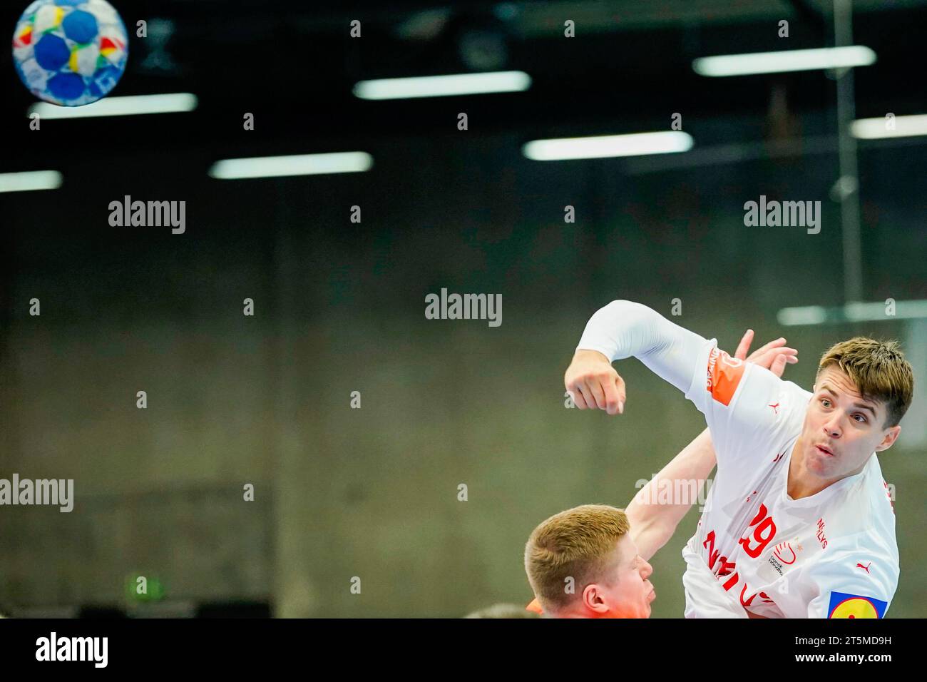 Sotra 20231105.Denmark's Hans Aaron Mensing during the handball match ...