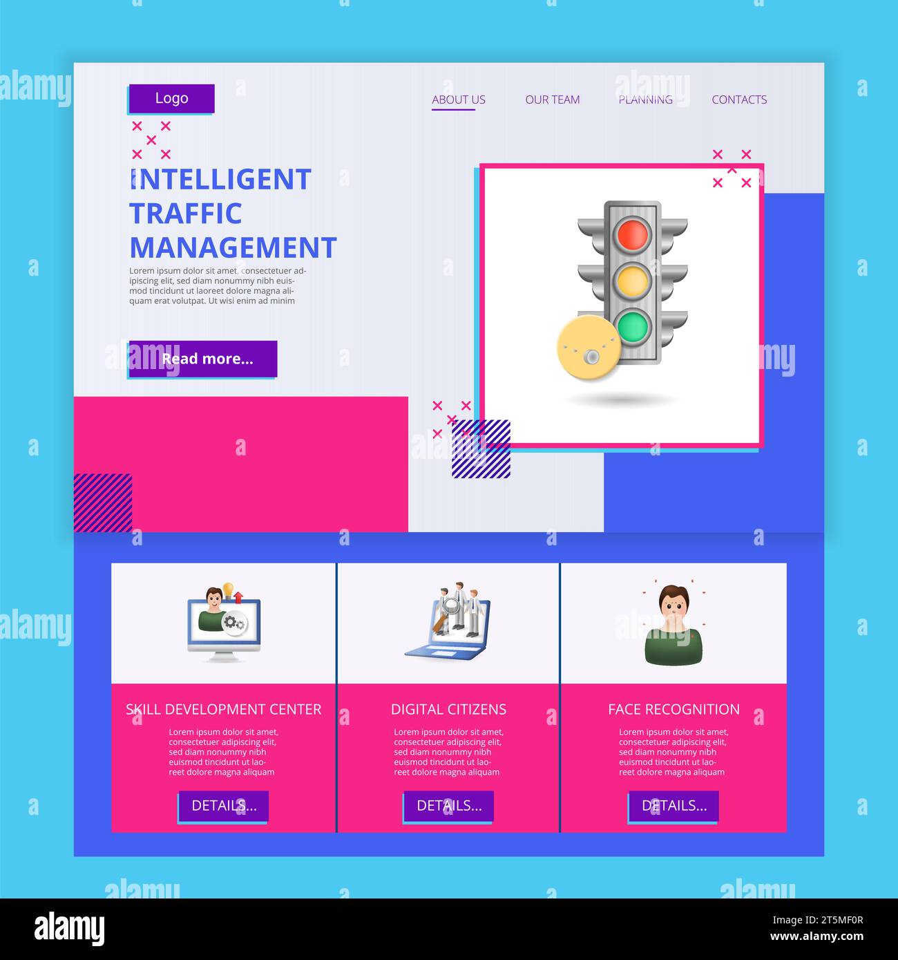 Intelligent traffic management flat landing page website template ...