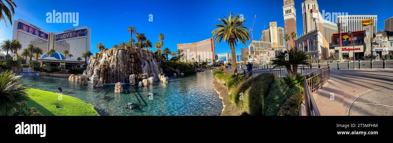 Las Vegas, USA; January 18, 2023: Panoramic view of the volcano at the ...