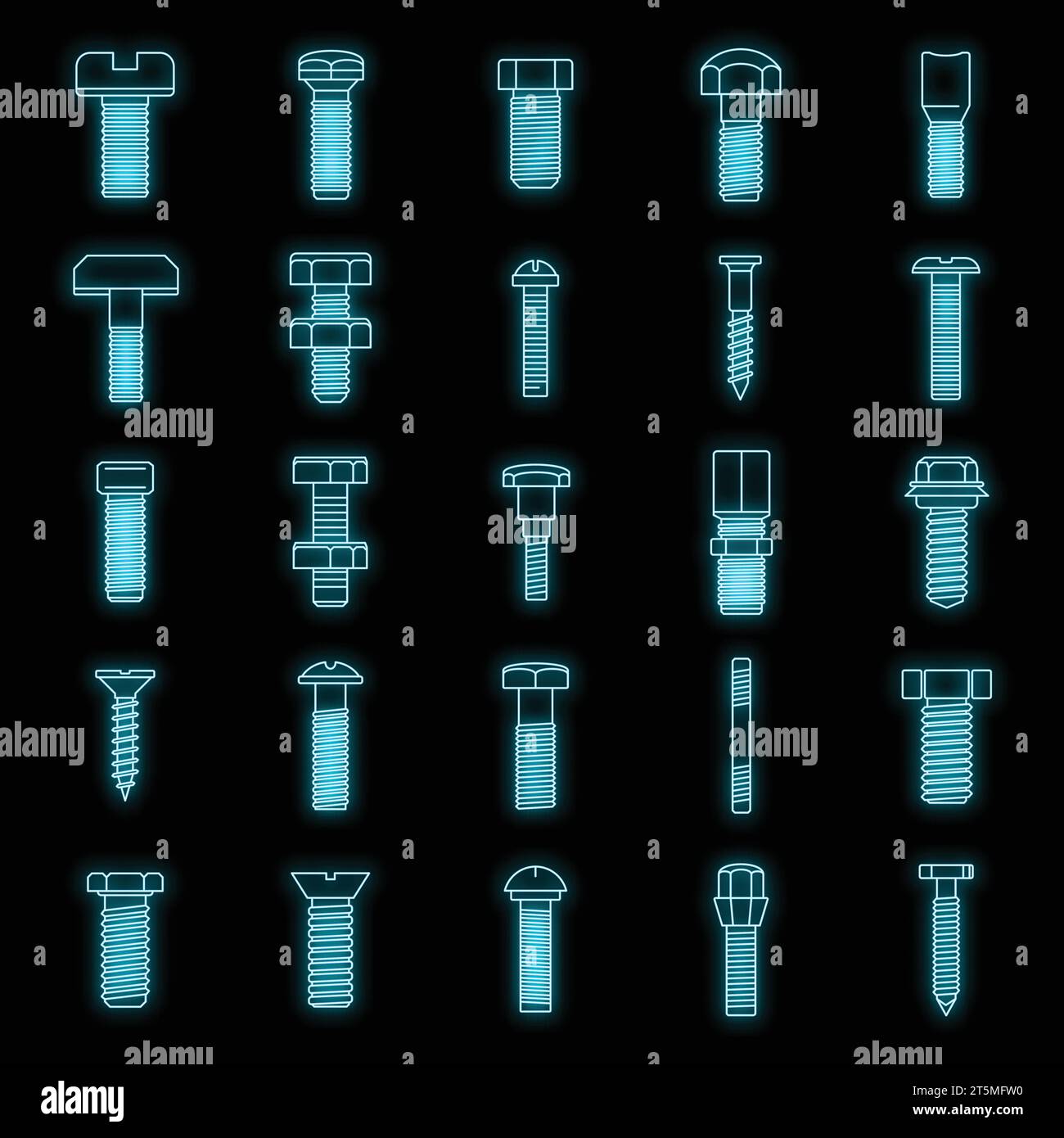 Screw-bolt industrial icons set. Outline set of screw-bolt industrial ...