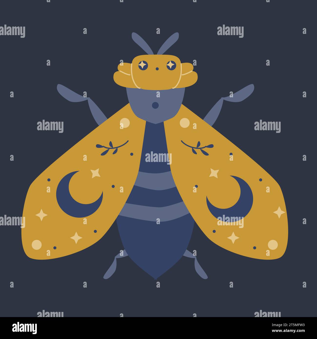 cute beautiful bee with cosmic moon ornament Stock Vector Image & Art ...