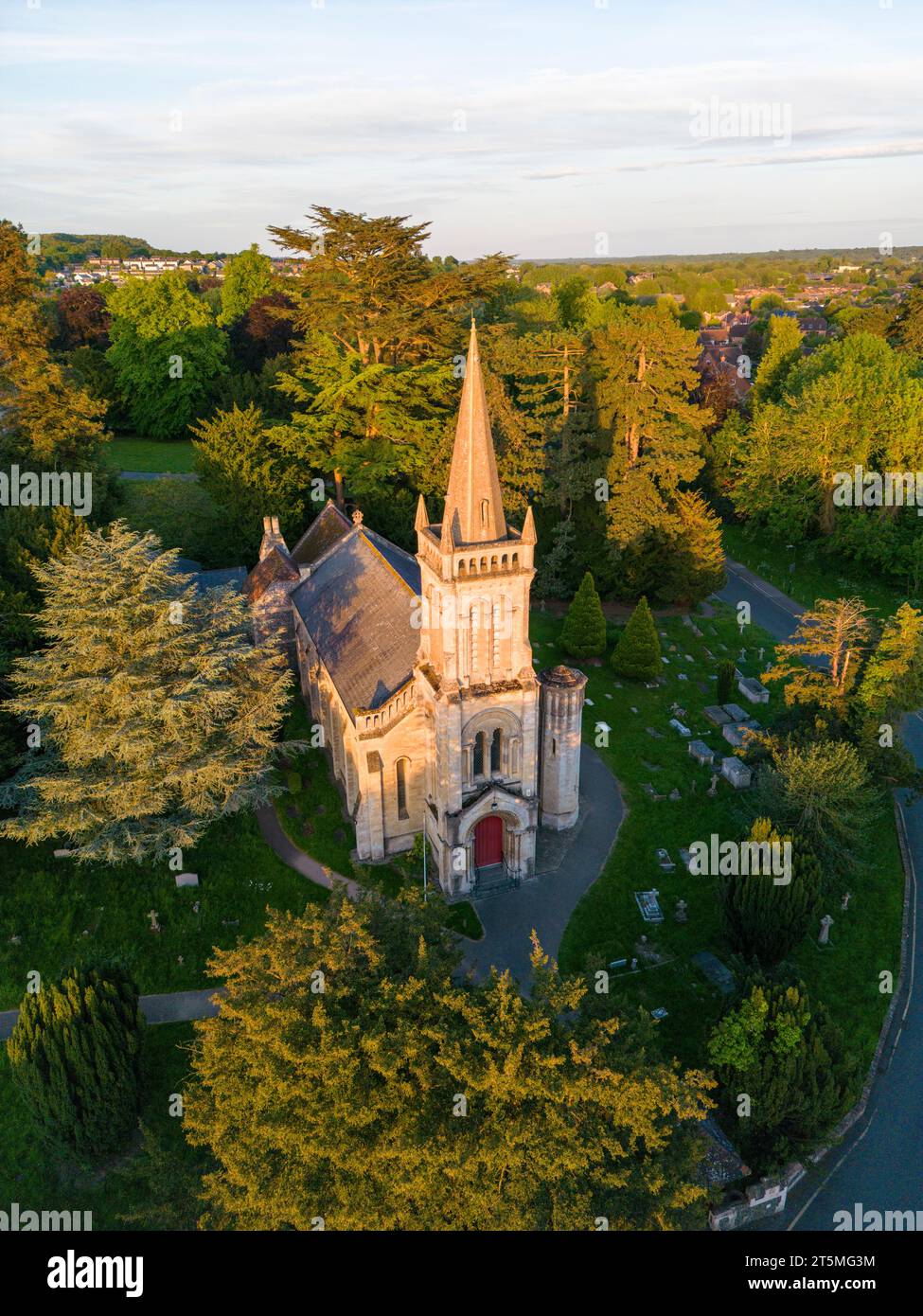 Aerial View of St Matthews Churcg in Midgham Berkshire Vertical ...