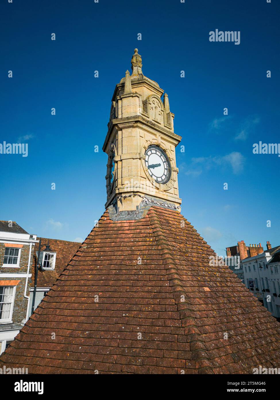 Aerial View of The Clock Tower in Newbury, Berkshire Stock Photo - Alamy