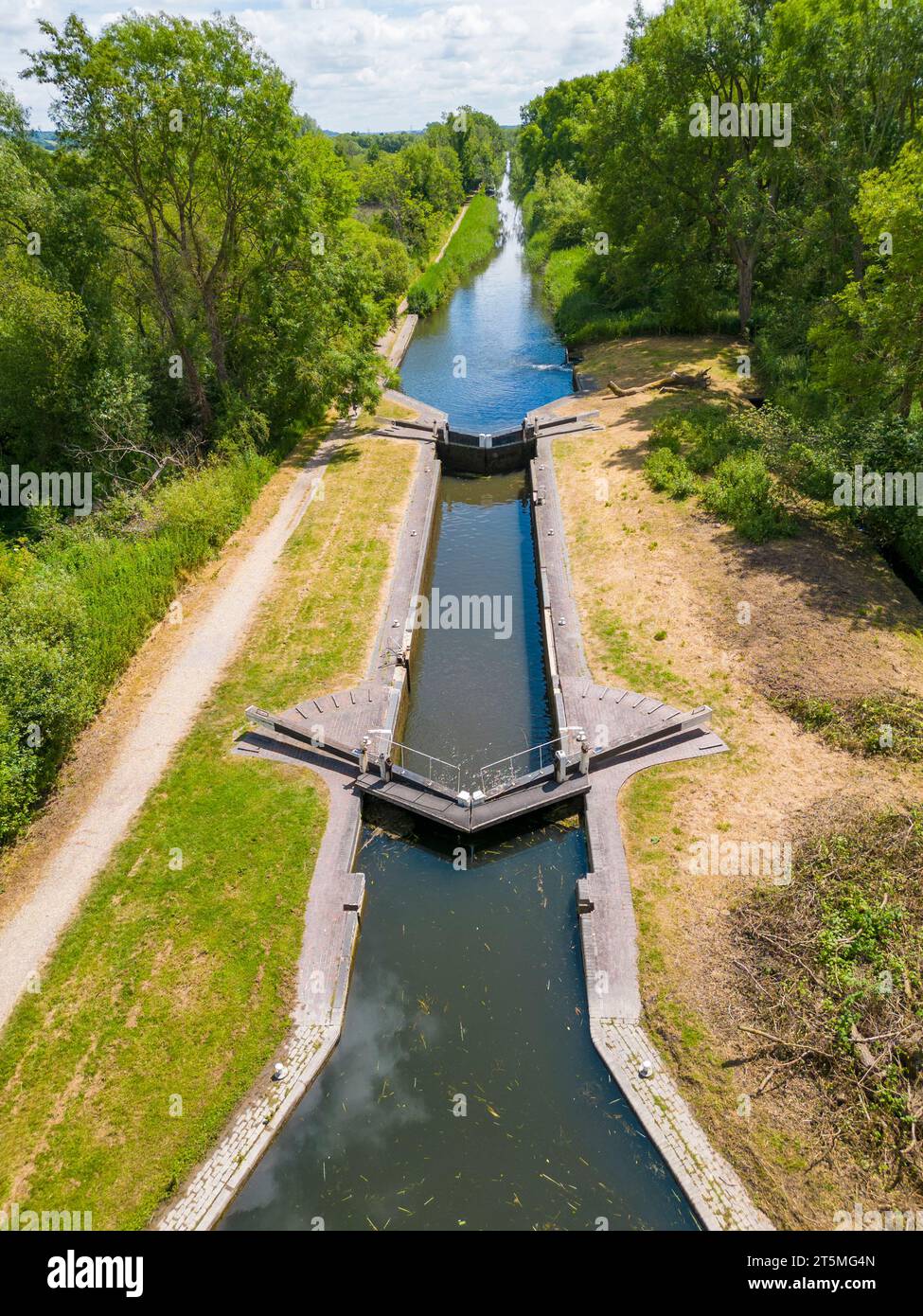 Aerial View of Widmead Lock near Thatcham Reed Beds on the Kennet and ...