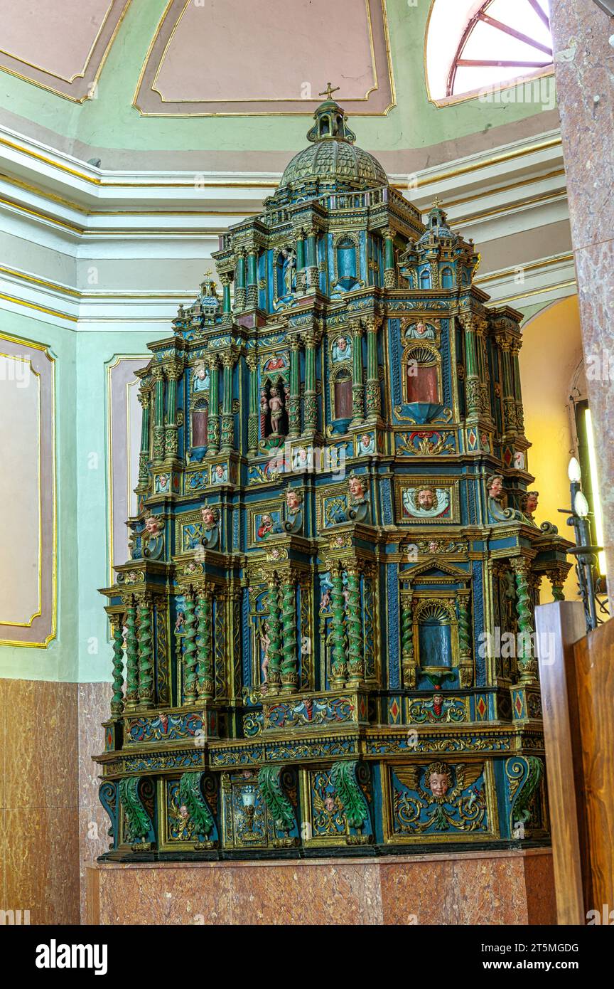 17th century polychrome wooden tabernacle decorated with twisted ...