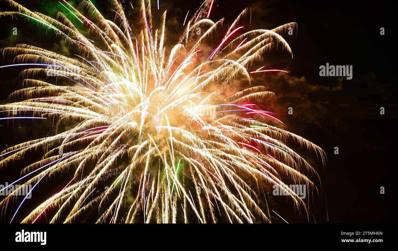Aerial photo with fireworks in the UK village Stock Photo - Alamy