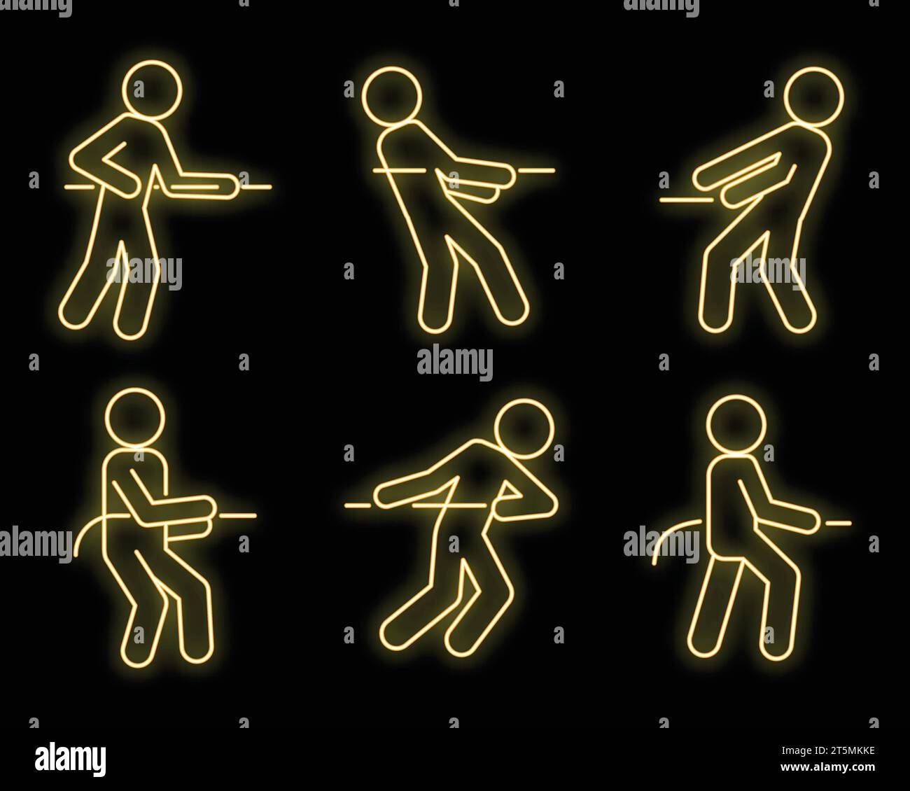 Tug of war game icons set. Outline set of tug of war game vector icons ...