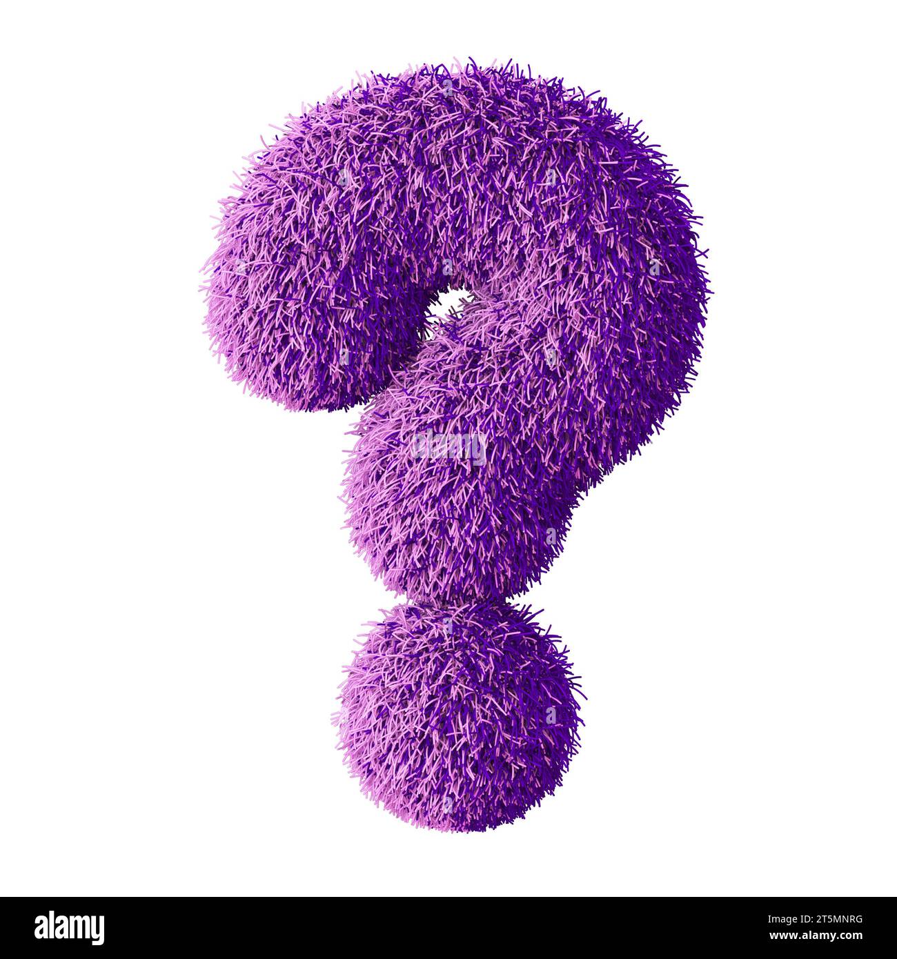 Purple fur question mark 3D rendering illustration isolated on white ...