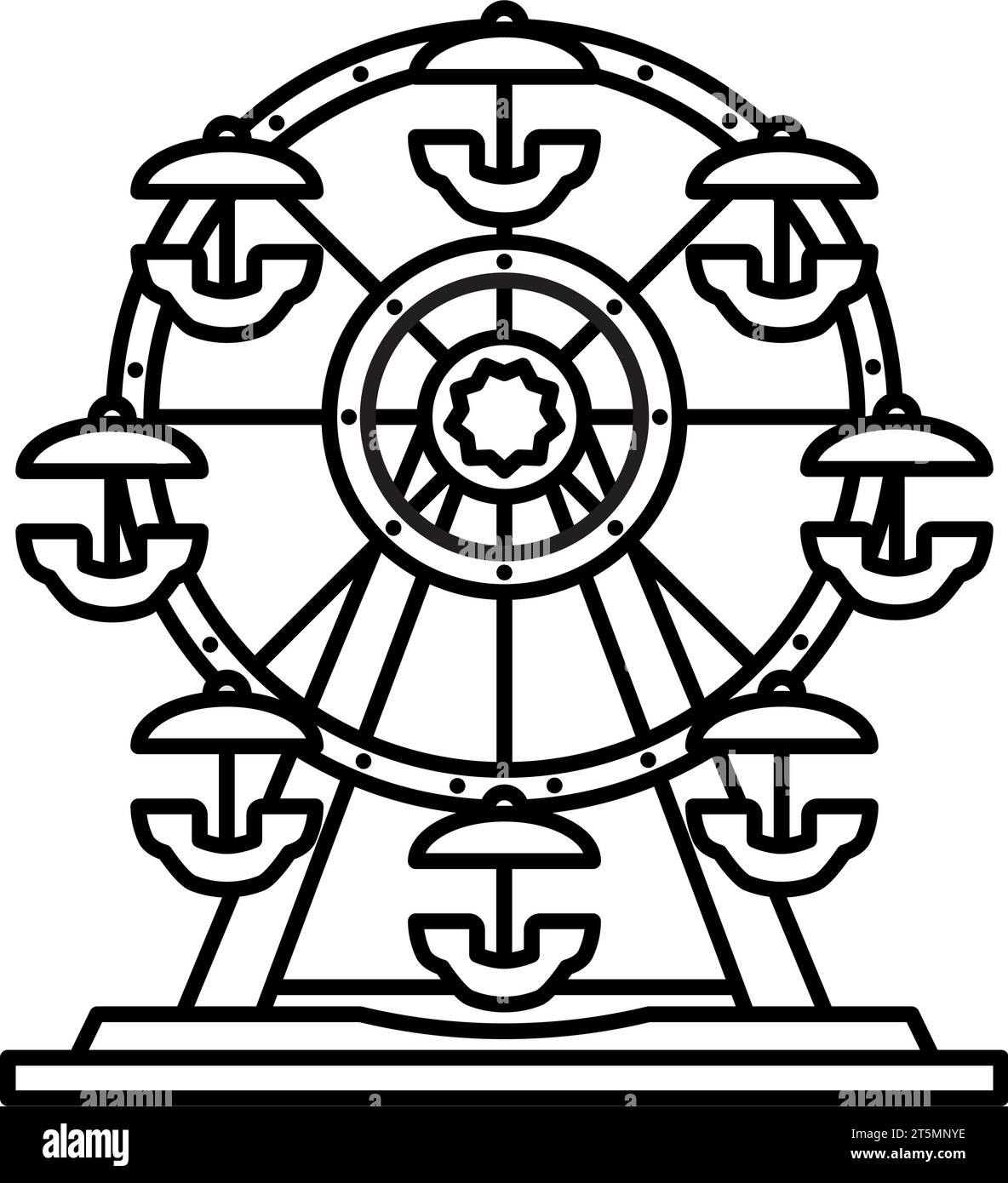 Illuminated fun fair ride vector line icon for Ferris Wheel Day on ...