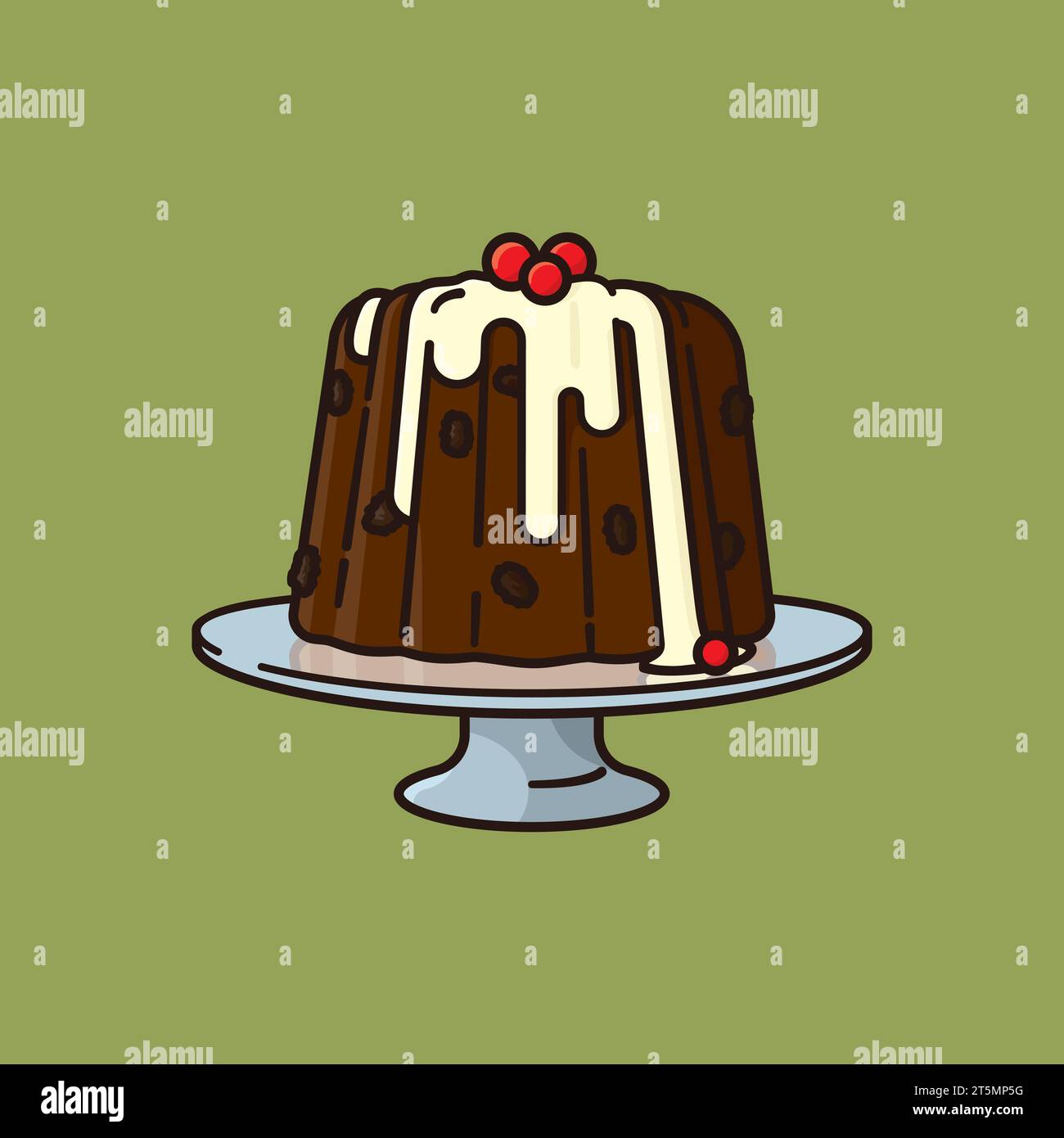 Traditional English cake with vanilla topping vector illustration for ...