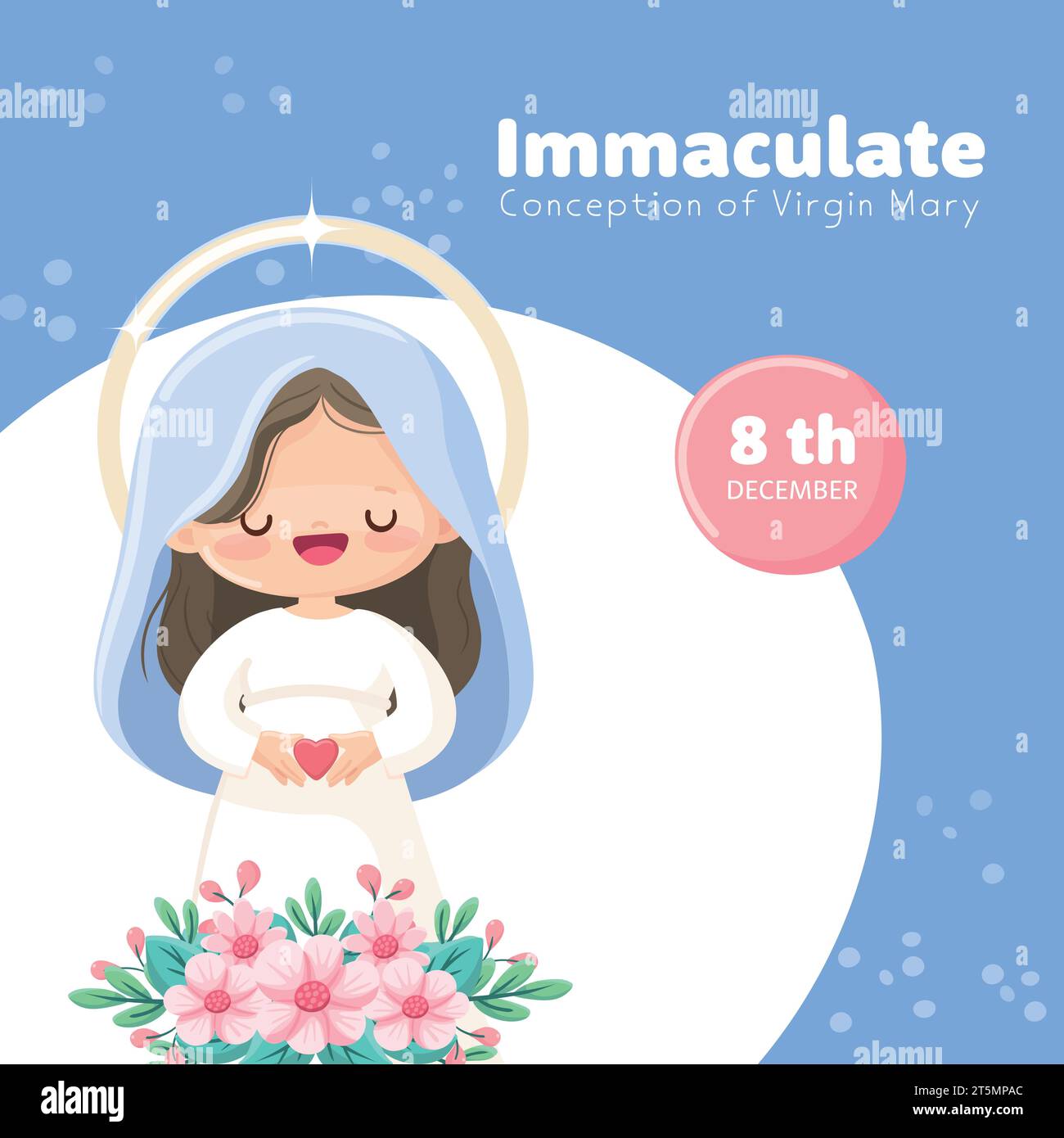 Feast of the Immaculate Conception. Virgin Mary holding a heart with ...