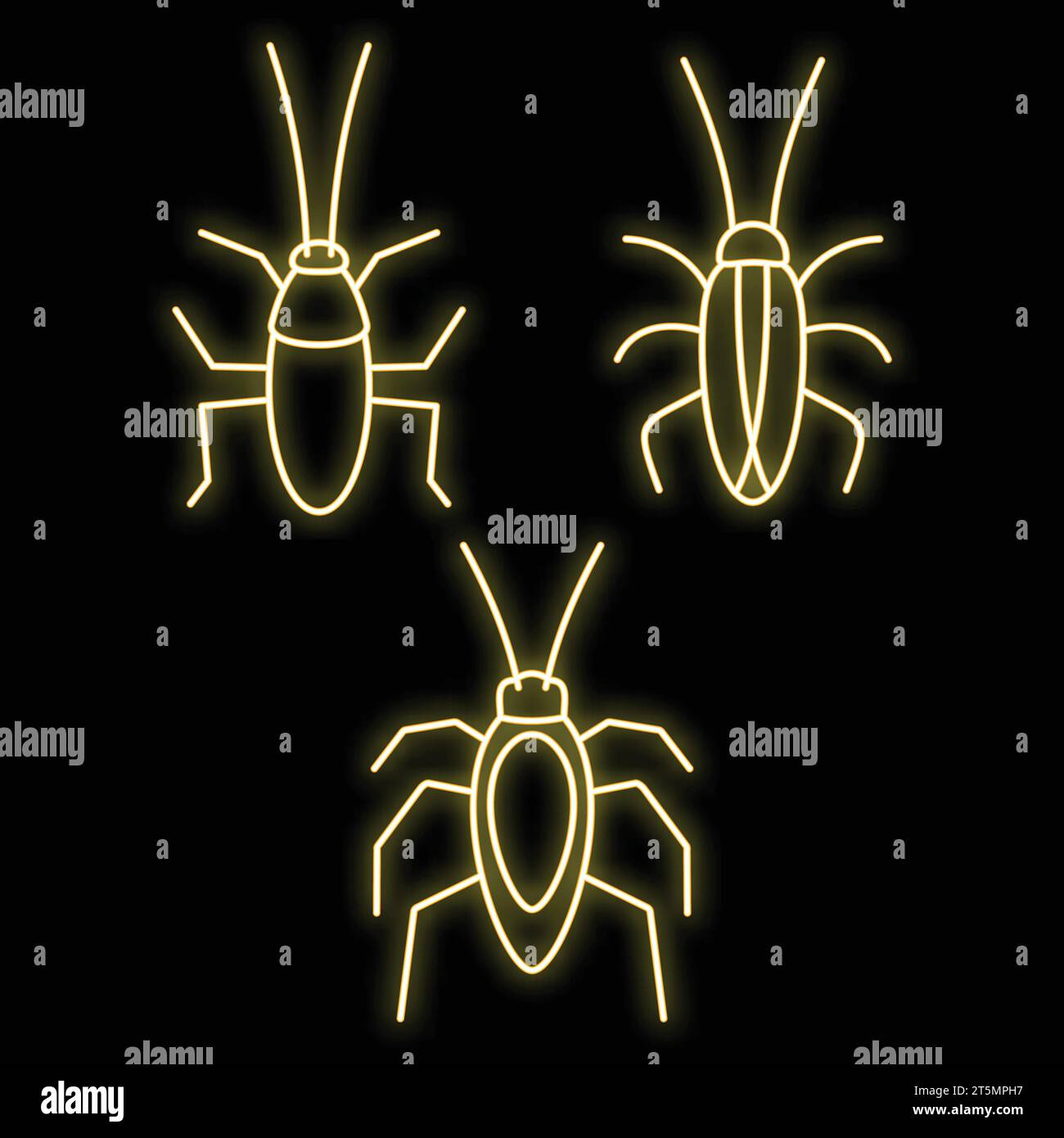 Cockroach bug icons set. Outline set of cockroach bug vector icons neon ... Cockroach bug icons set. Outline set of cockroach bug vector icons neon ...