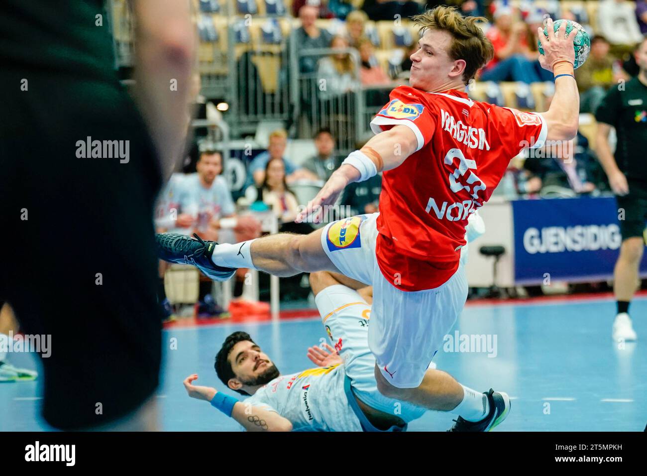 Sotra 20231104.Denmark's Lukas Jørgensen during the handball match in ...
