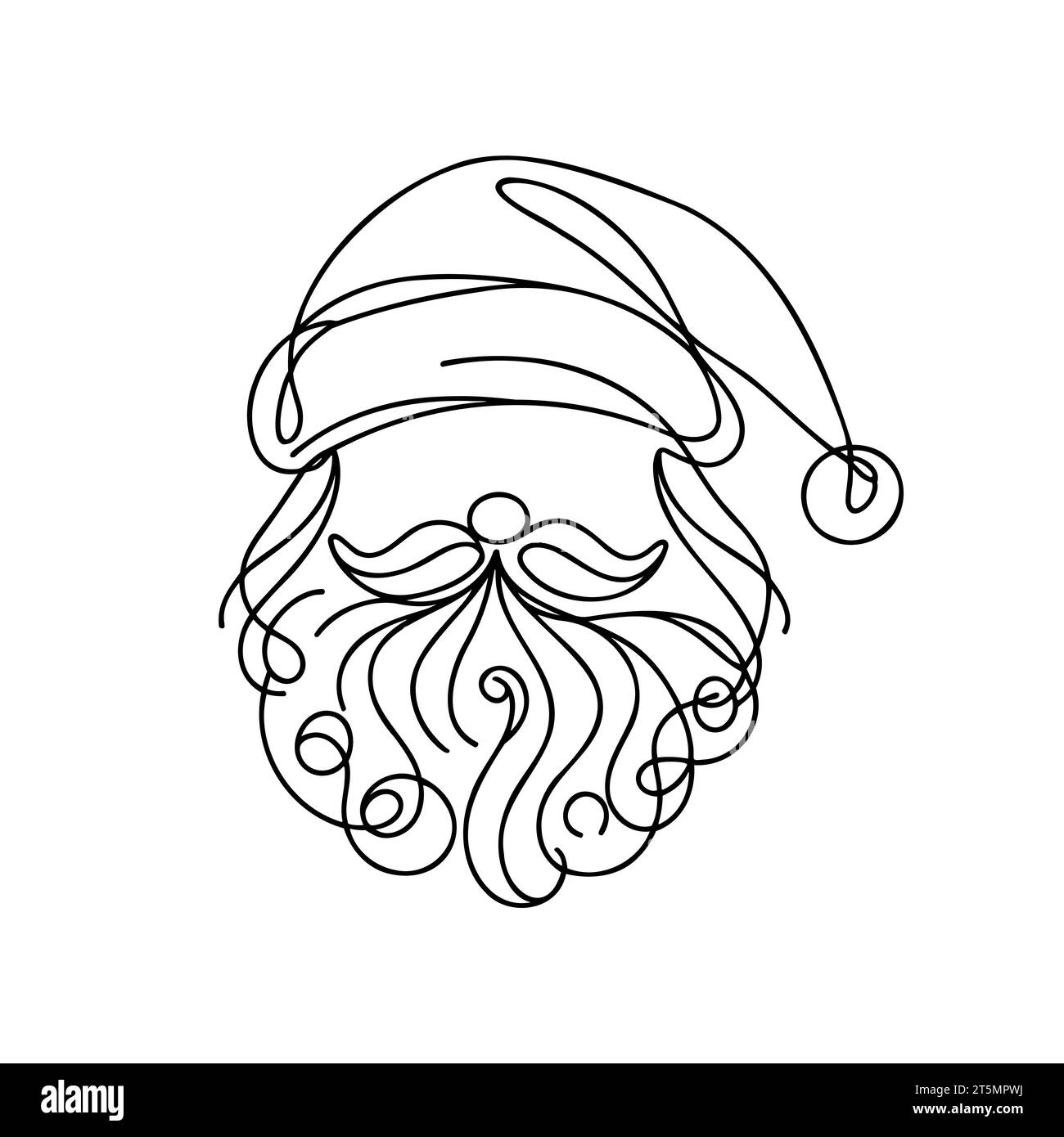 Continuous one line drawing of Santa Claus isolated on white background ...