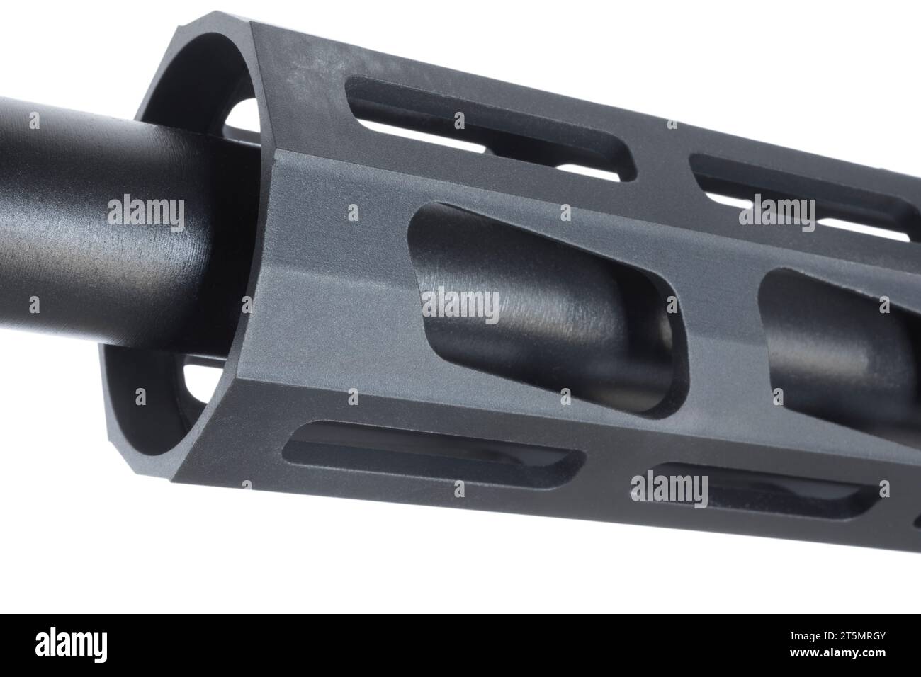 Barrel on a high powered rifle that is free floated in a handguard with ...