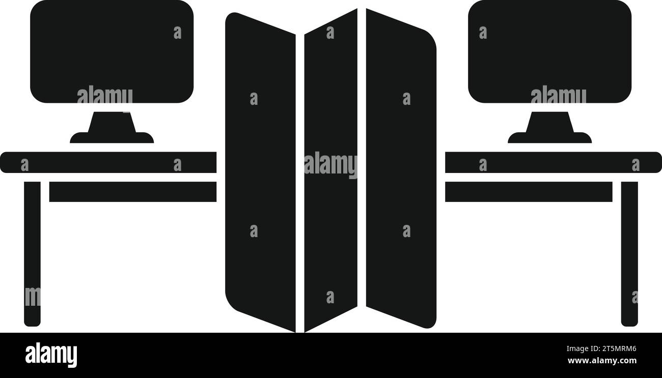 Smart office desktop icon simple vector. Computer space. Business ...